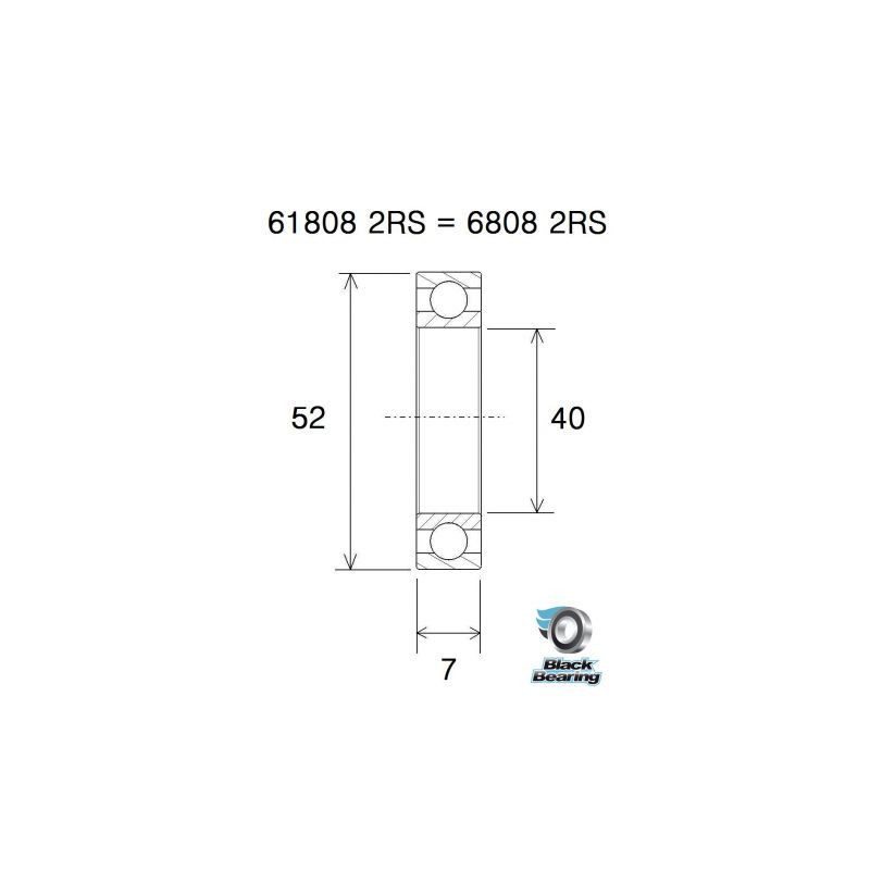 Roulement B5 - BLACKBEARING - 61808-2rs / 6808-2rs