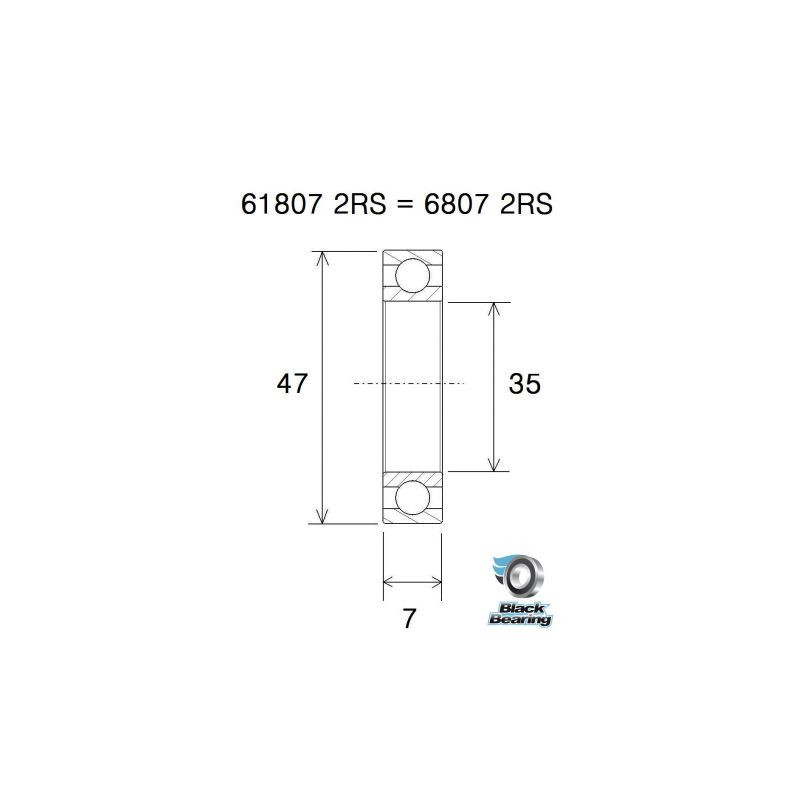 Roulement B5 - BLACKBEARING - 61807-2rs / 6807-2rs
