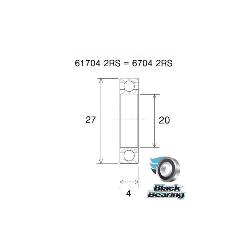 Roulement à billes BLACK BEARING B3 6704 2RS vendu à l'unité ...